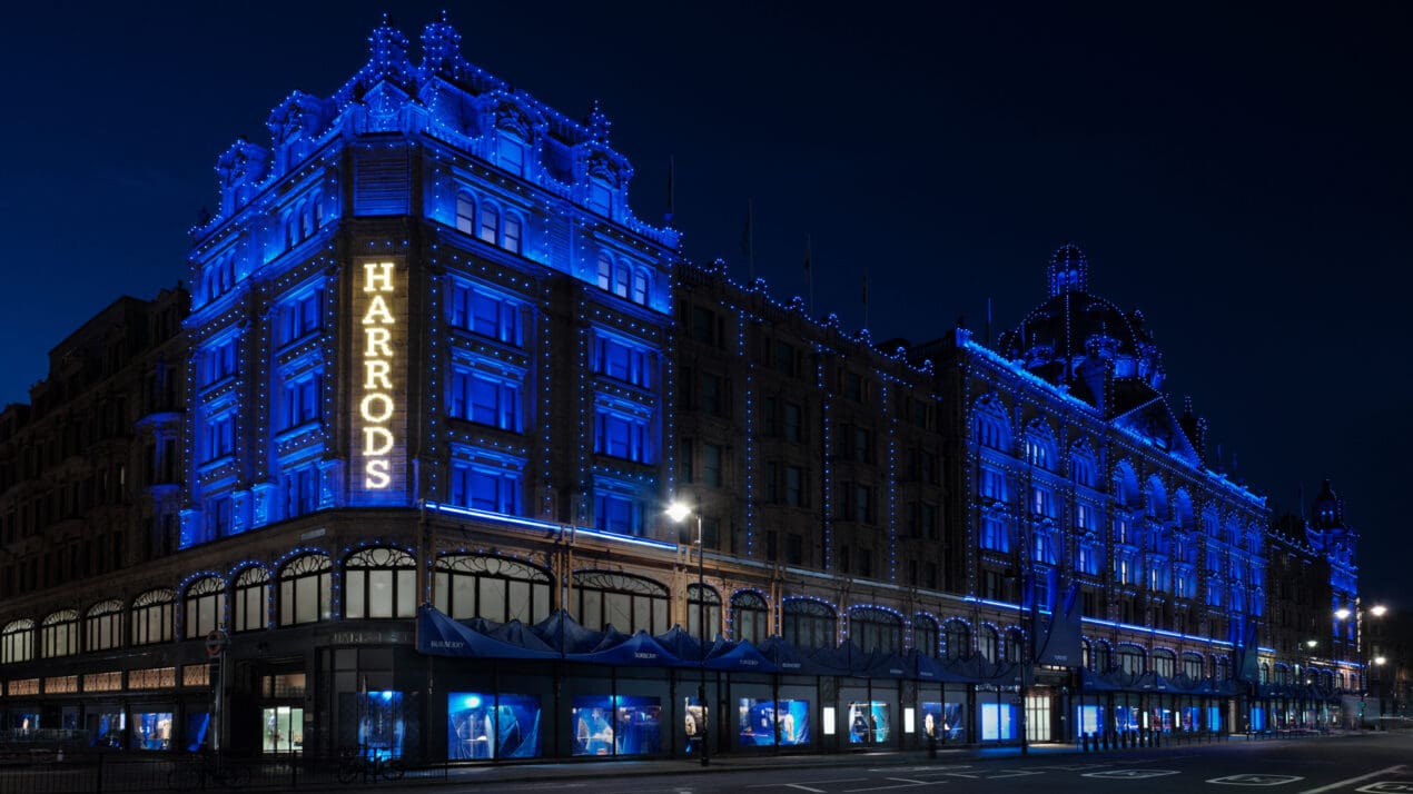 Burberry turns Harrods ‘knight blue’ this winter - Knightsbridge London